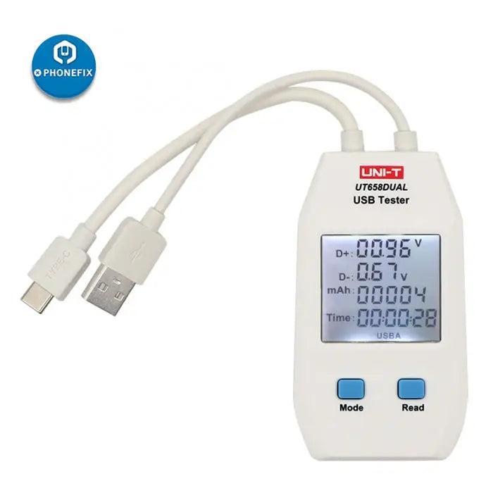 UT658 Dual Output Current Voltage Monitor USB Port Power Meter