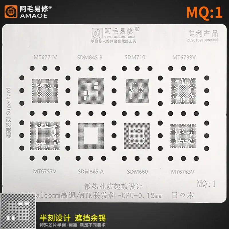 Amaoe BGA Reballing Stencil Qualcomm MTK CPU MQ:1-MQ:6